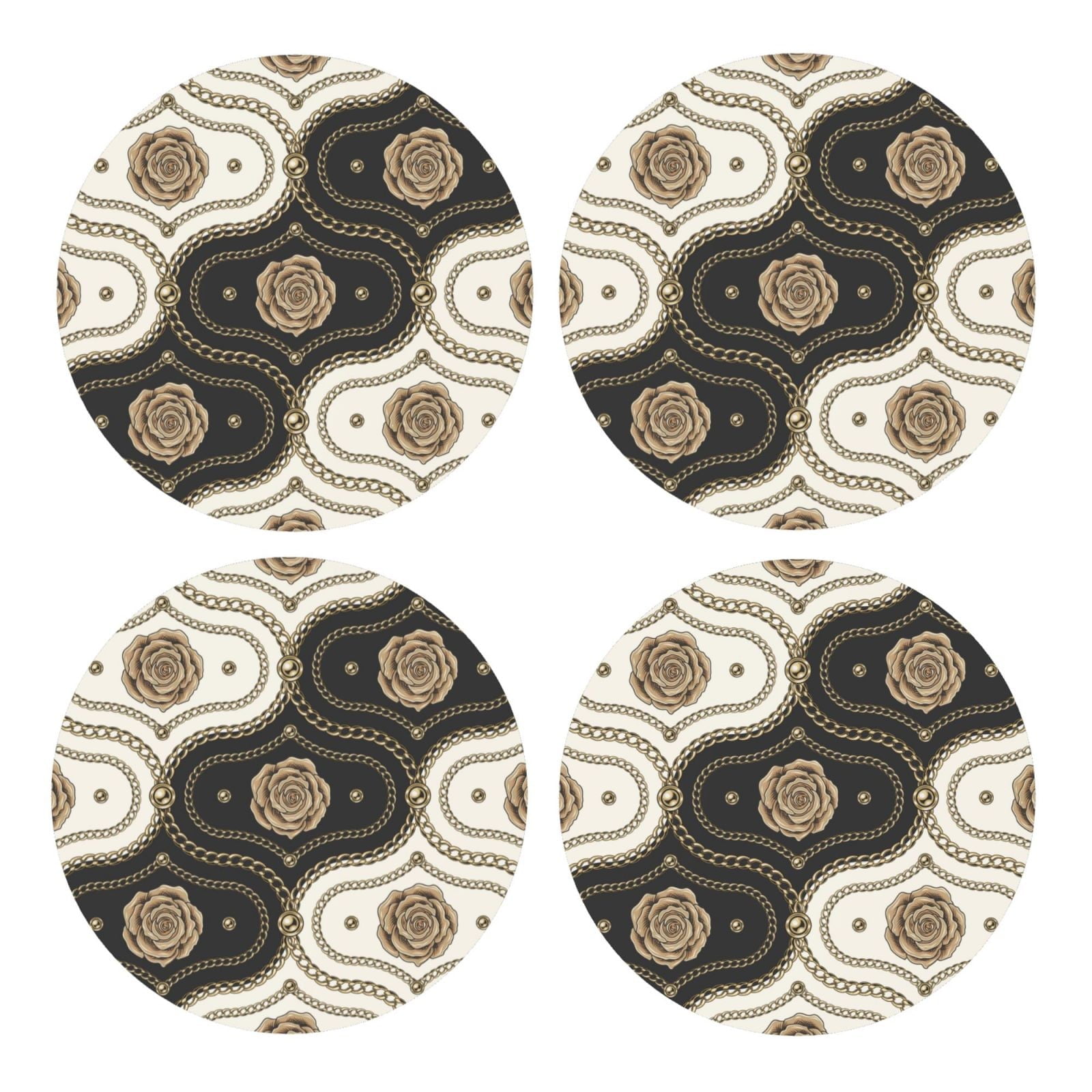 4 Piece Round Mdf Cork Coaster 3.9in Lightweight Durable Easy To Clean ...