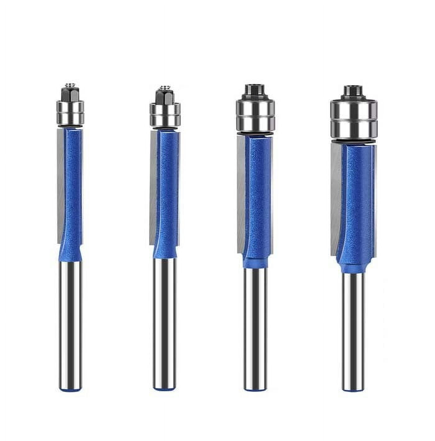 4-Piece Router Bit Set 1/2 Shank 1/4 Head Double Bearing Trimming ...