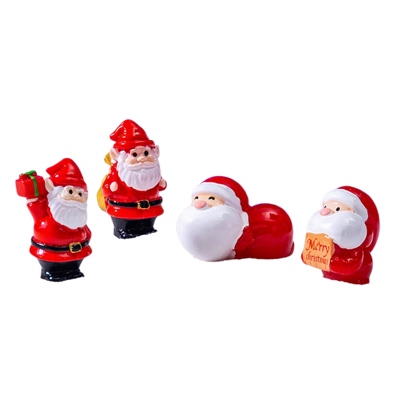 4 Piece Santa Resin Miniature Figurine Christmas Tabletop Shelf Decors ...