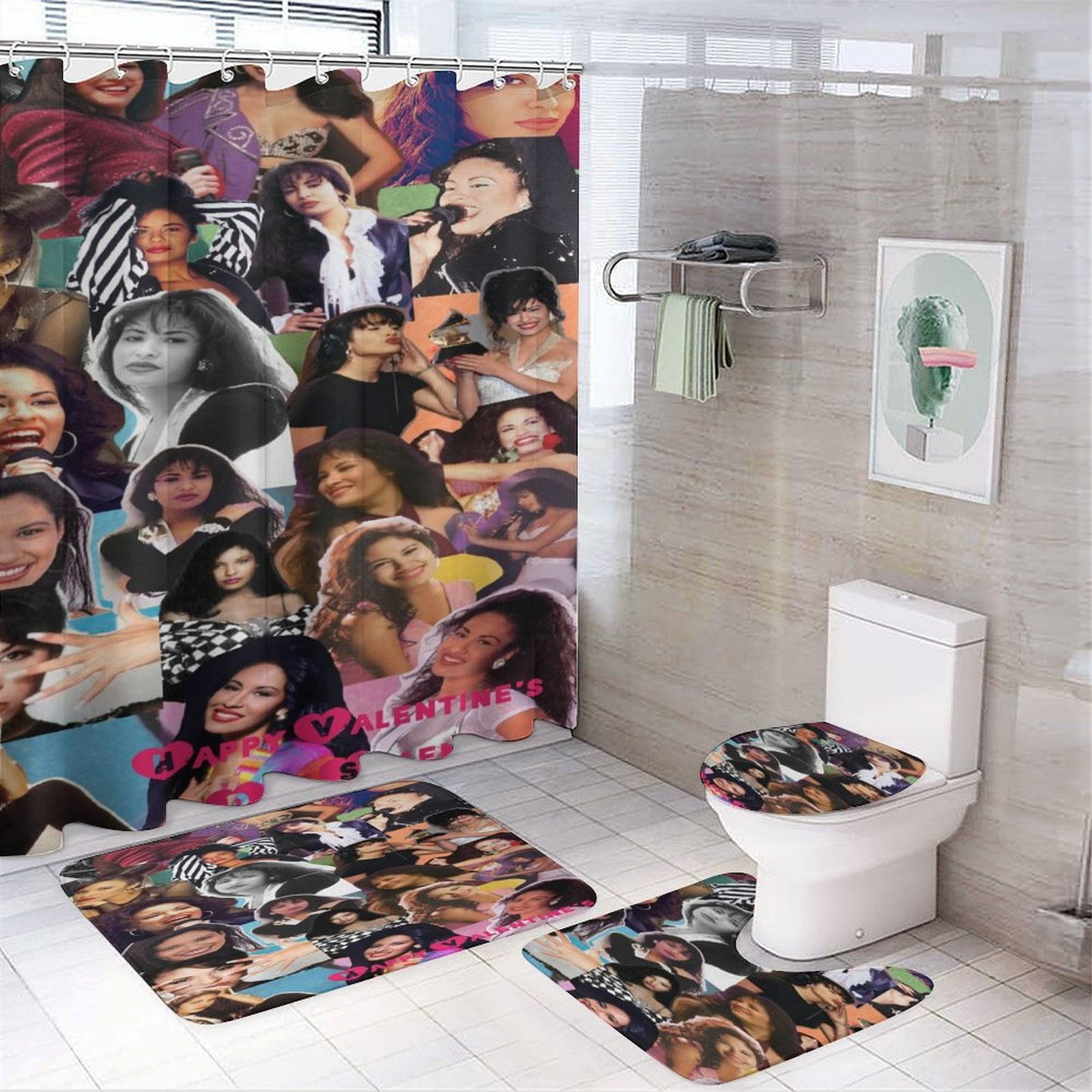 4 Piece Selena Singer Quinta-Nill Shower Curtain Sets with Rugs, Toilet ...