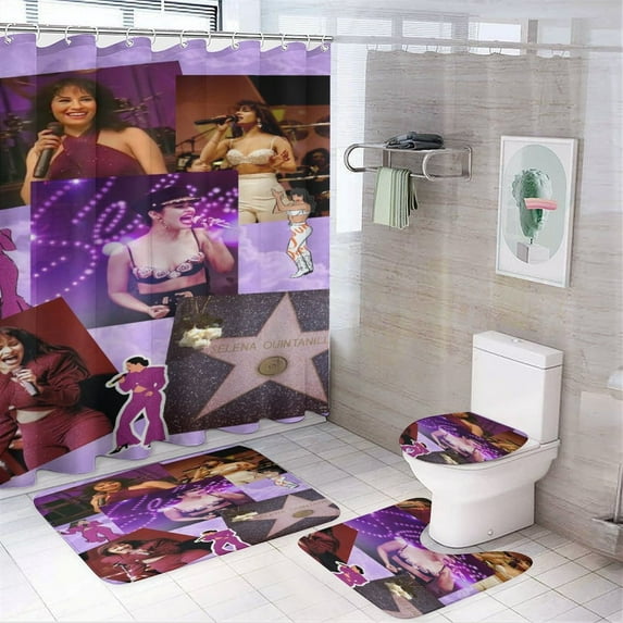 4 Piece Selena Singer Quinta-Nill Shower Curtain Sets with Rugs, Toilet ...