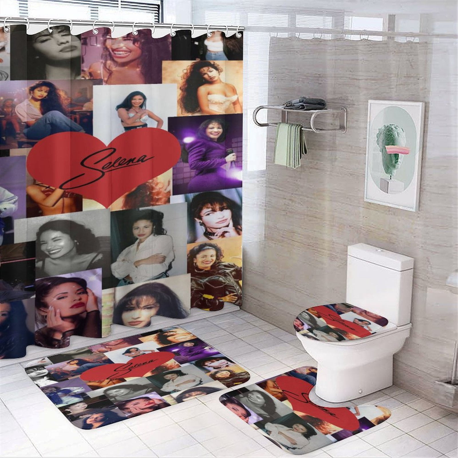 4 Piece Selena Singer Quinta-Nill Shower Curtain Sets with Rugs, Toilet ...