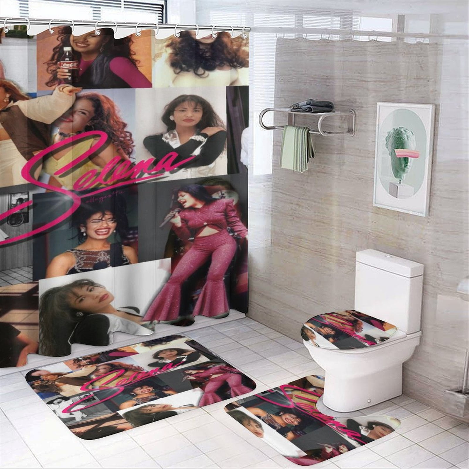 4 Piece Selena Singer Quinta-Nill Shower Curtain Sets with Rugs, Toilet ...