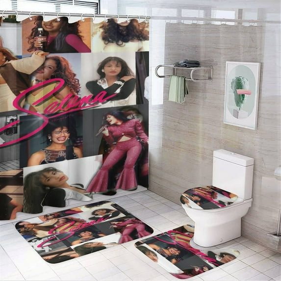 4 Piece Selena Singer Quinta-Nill Shower Curtain Sets with Rugs, Toilet ...