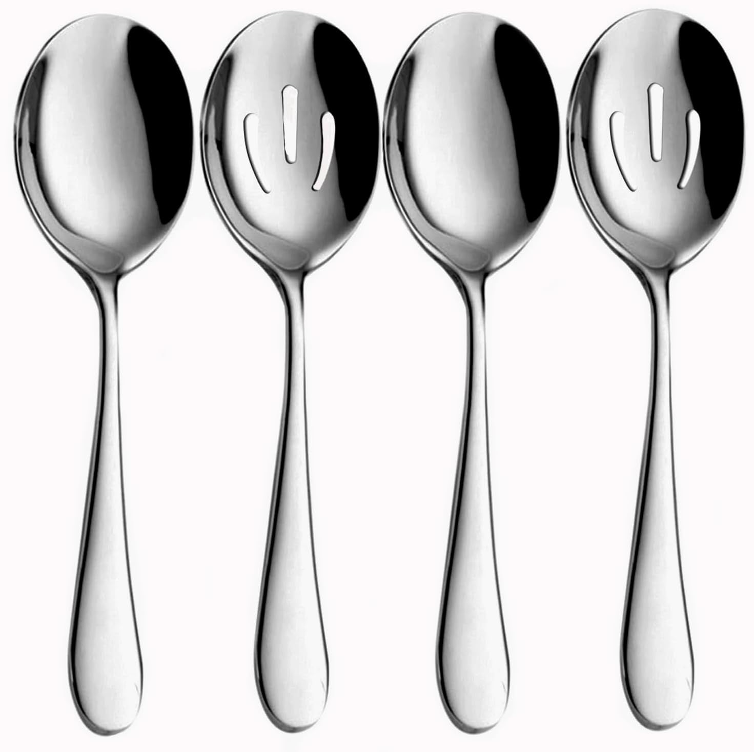 4-Piece Serving Spoon Set - Includes 2 Serving Spoons and 2 Slotted ...
