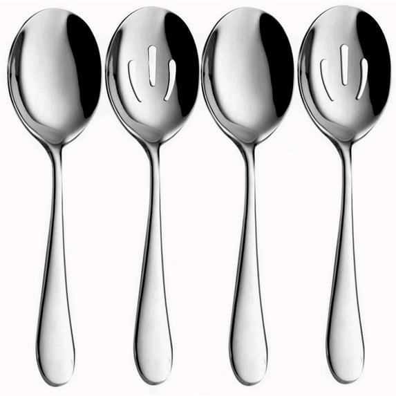4-Piece Serving Spoon Set - Includes 2 Serving Spoons and 2 Slotted ...