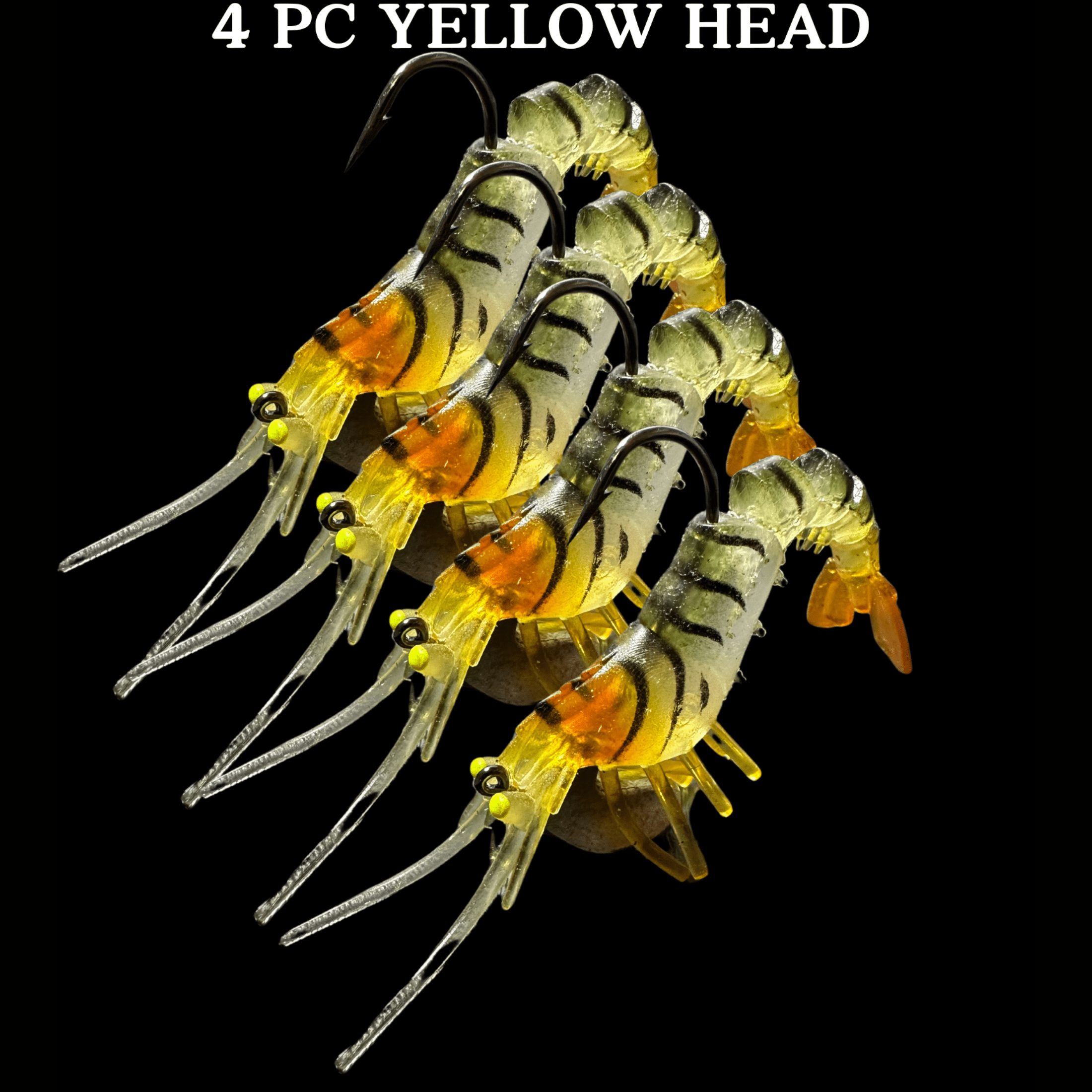4 Piece Set 12g 70mm Mojo Tackle Co. Artificial Shrimp Lures TIGER ...