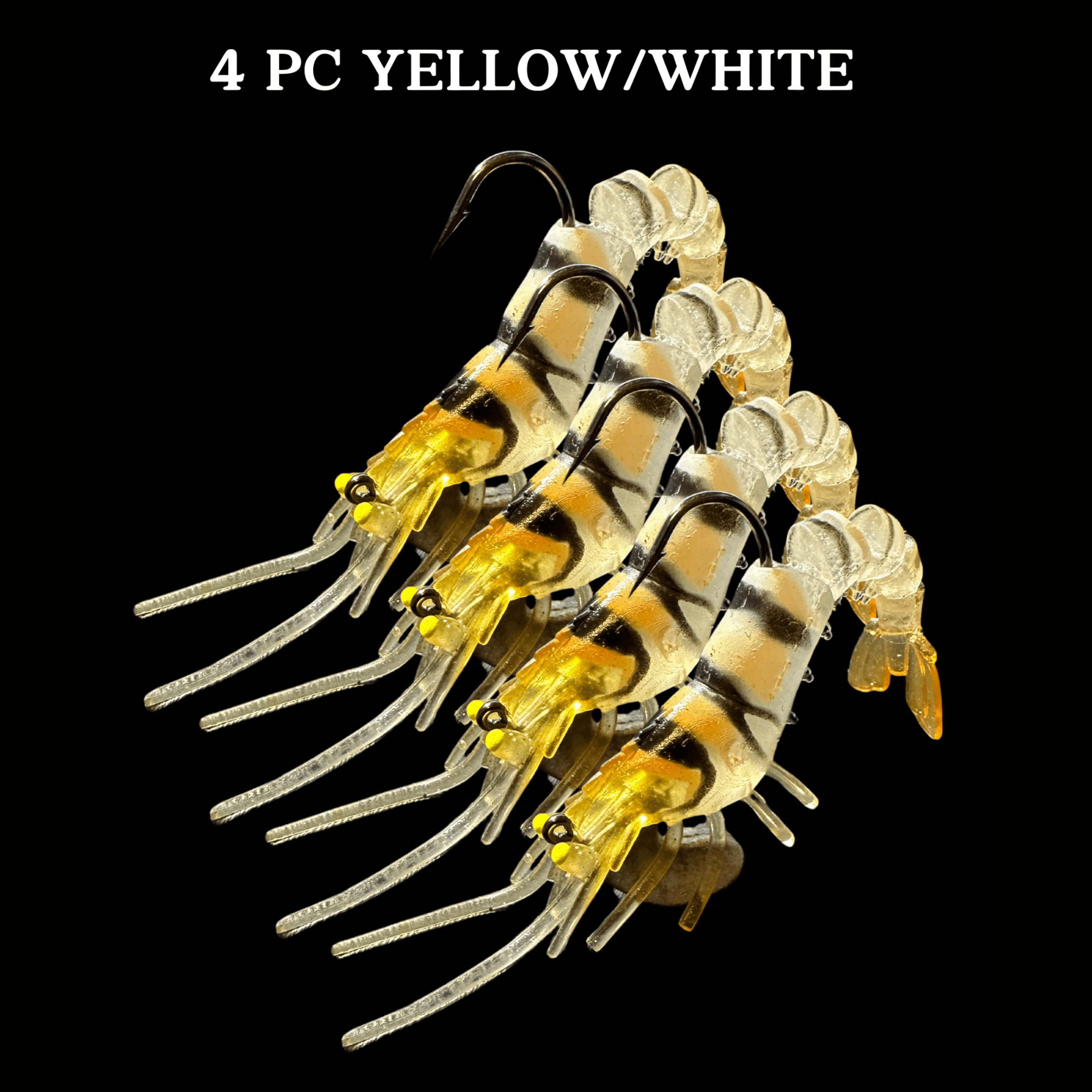 4 Piece Set 12g 70mm Mojo Tackle Co. Artificial Shrimp Lures Yellow/White - Walmart.com