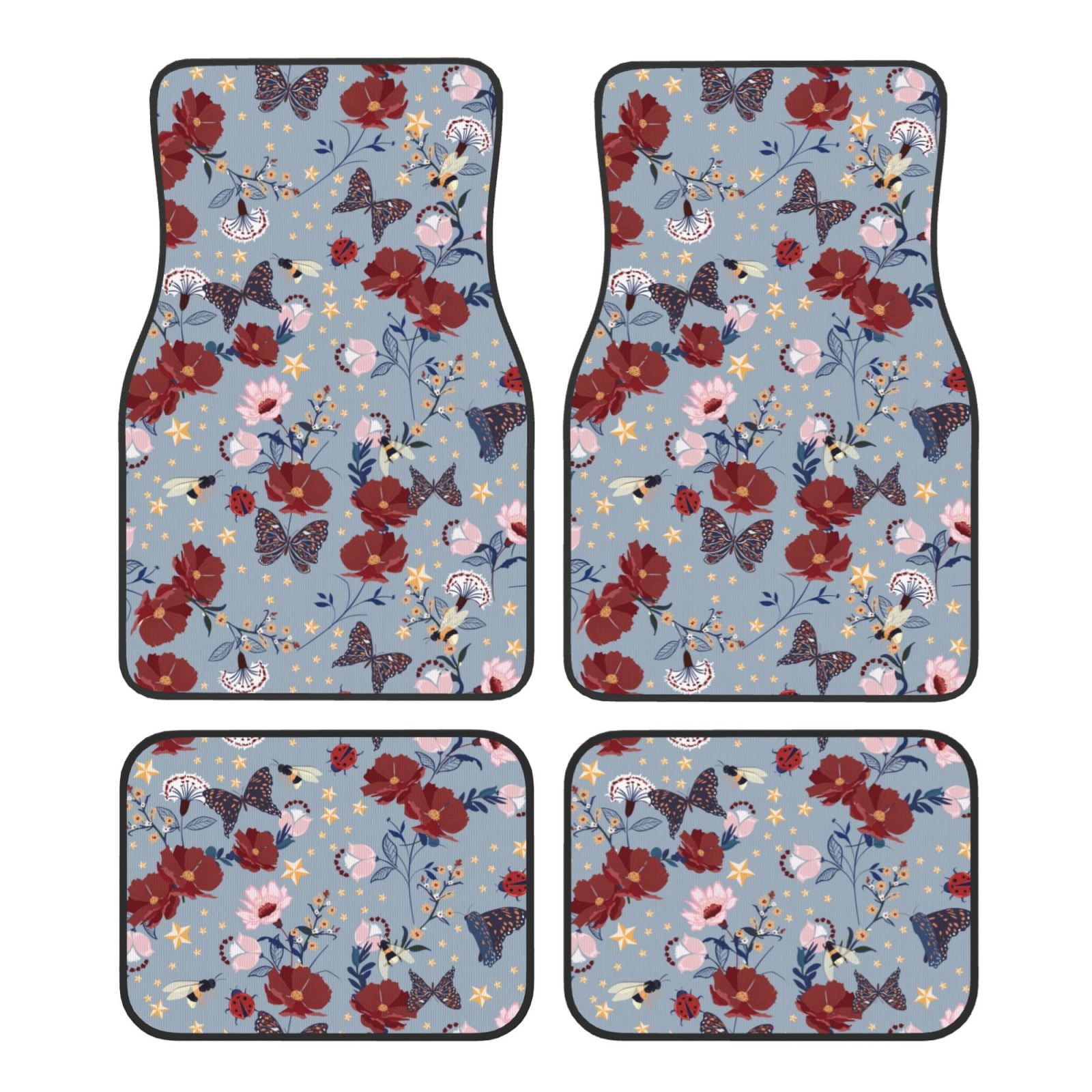 4 Piece Set Car Foot Mat Crystal Velvet Car Floor Mats Wear-Resistant ...