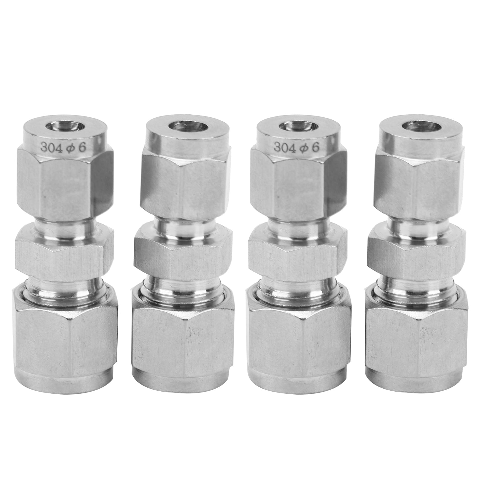 4-Piece Set, Dual-Ferrule, Size reducer Union, 6mm to 8mm Stainless ...