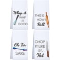 4 Piece Set Fun Kitchen Towels Dishcloths with Funny Phrases Egg Beater ...