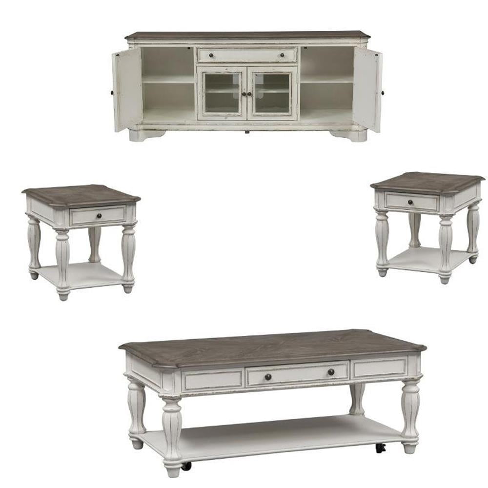 4 Piece Set Of Coffee Table with TV Stand and (Set of Two) End Table ...
