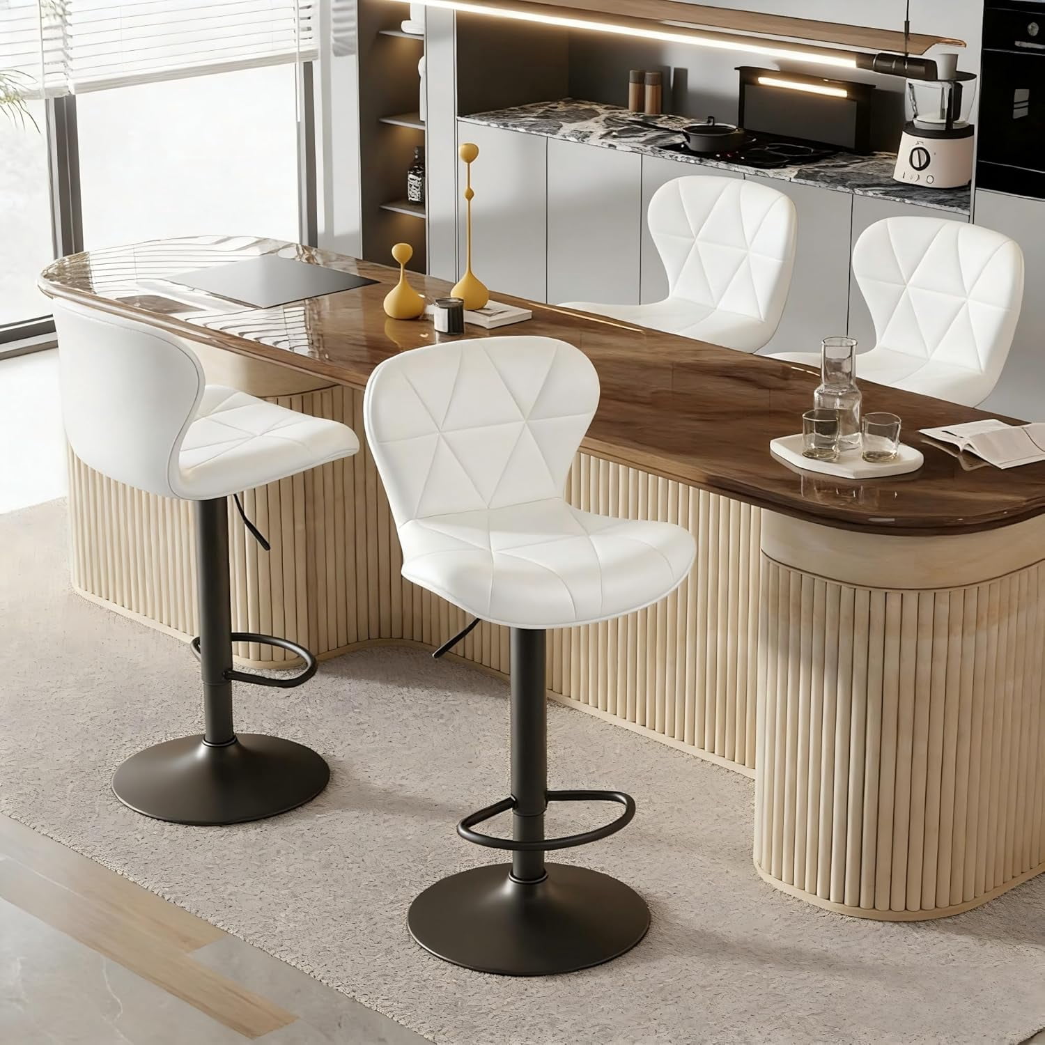 4 Piece Set, Ool Rotating Height Adjustable Cushion Seat White Color ...