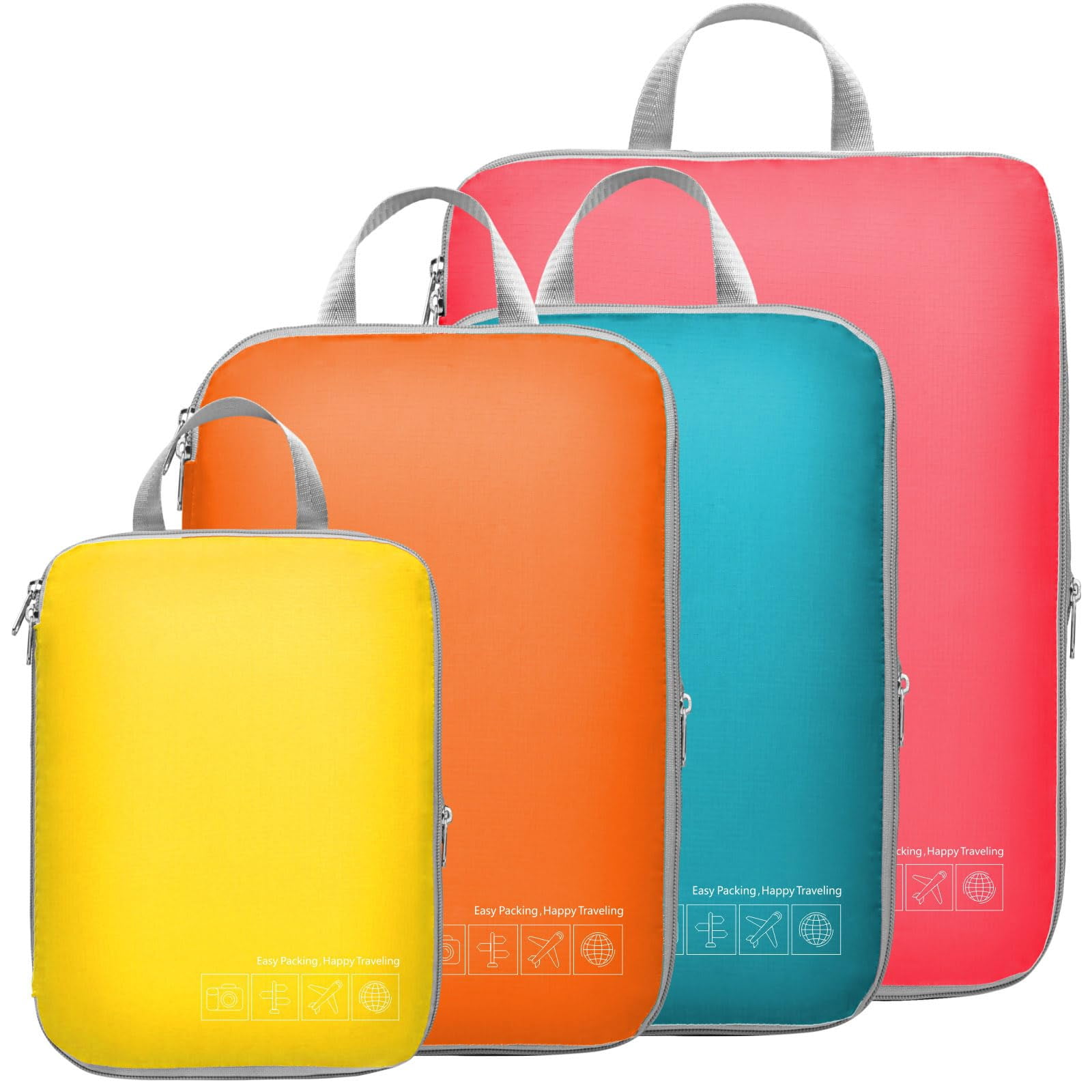 4-Piece Set (Weekend/Short Trip Essentials) Packing Cubes 01 Lake Blue ...