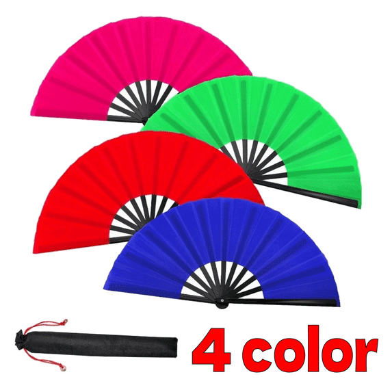 4-Piece Set of 13-Inch Folding Hand Fans | Bulk Clapping Fans for ...