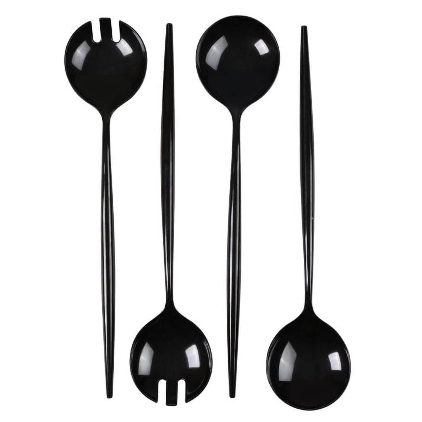 4 Piece Set of Disposable Plastic Black Novelty Serving Spoon & Spork ...