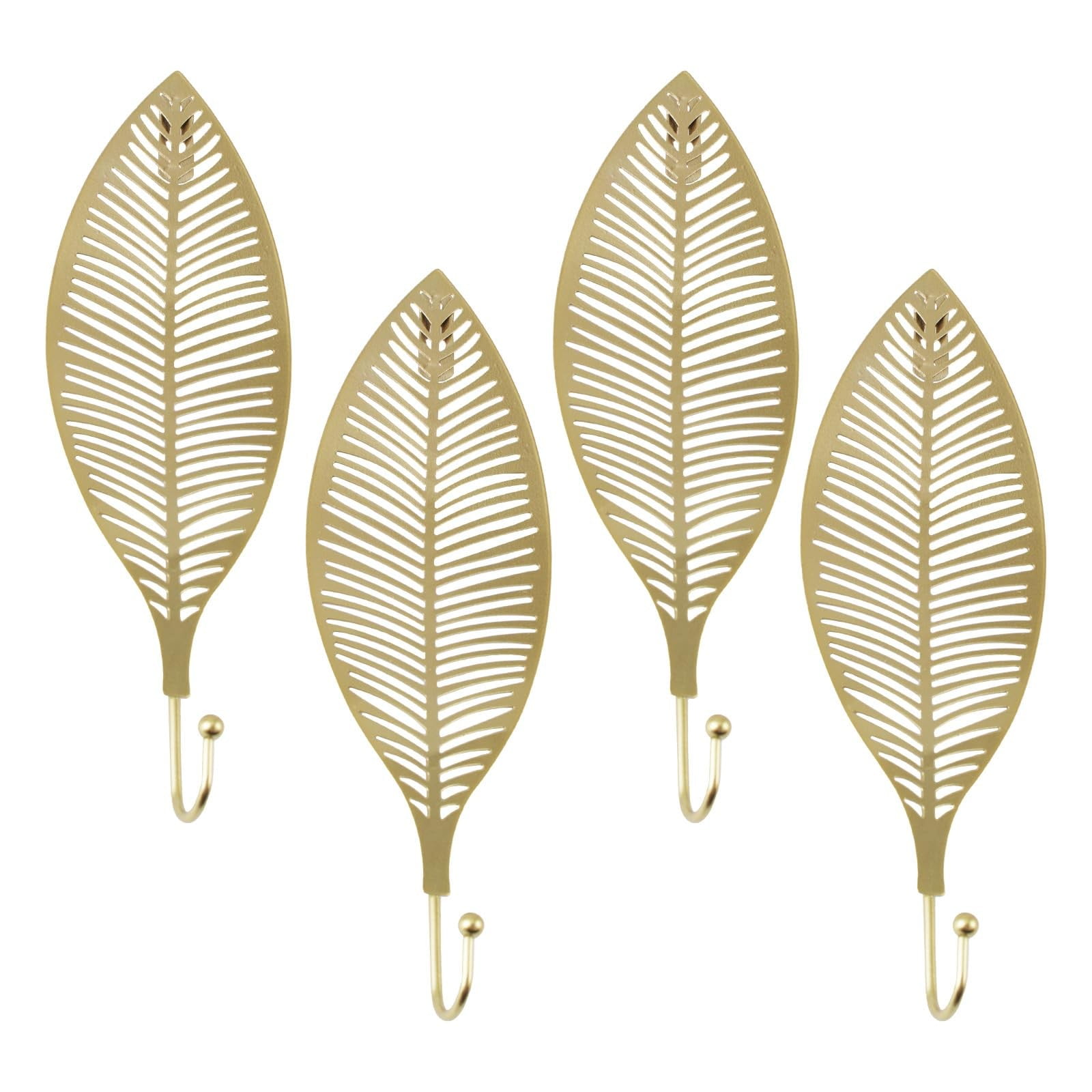 4-Piece Set of Iron Ginkgo Leaf-Shaped Wall-Mounted Hooks for Home and ...