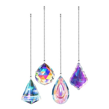 2Pcs Vintage-Style Fan Pull Ceiling Fan Chain Pulls Crystal Prism Ball ...
