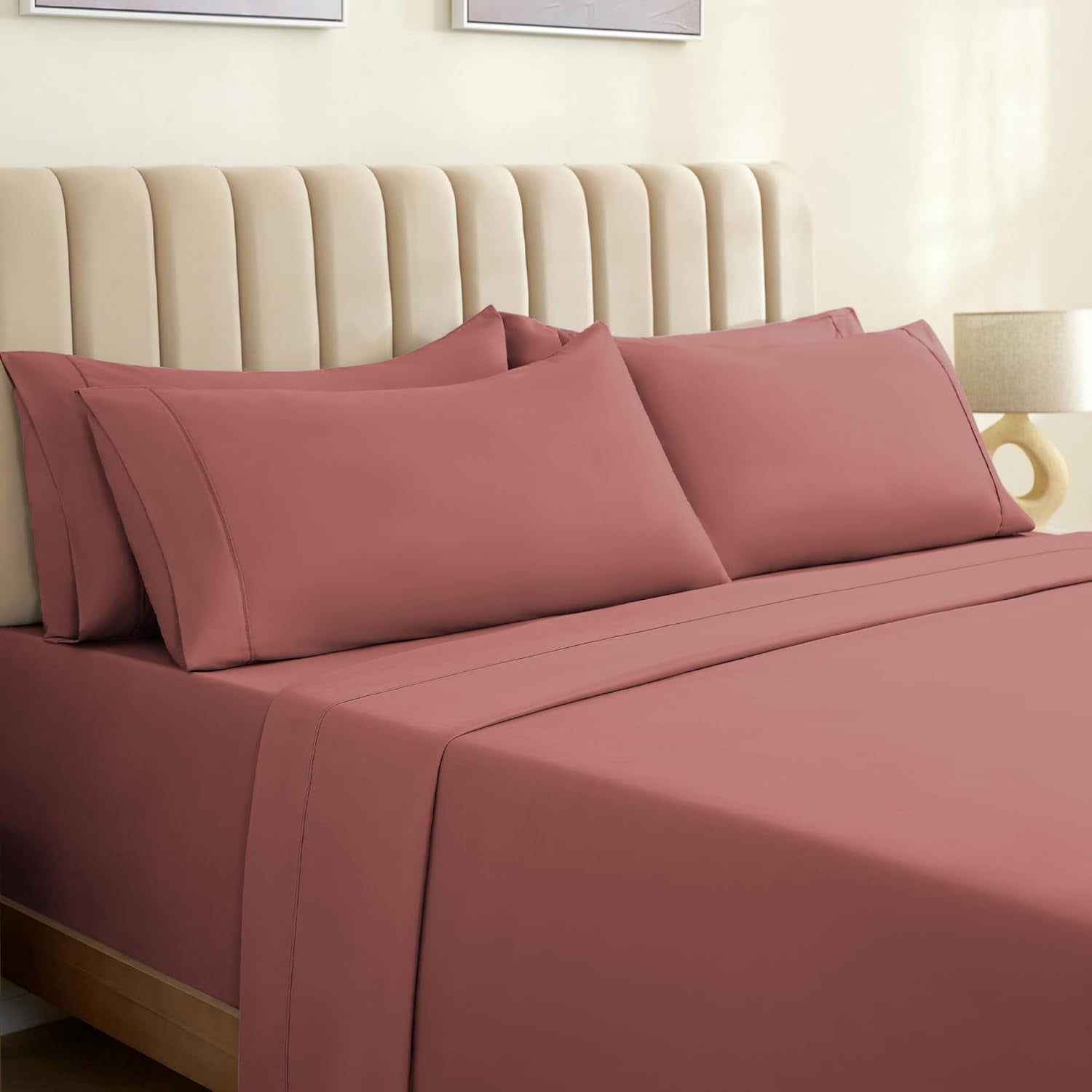 4 Piece Sheet Set Bed Sheets with Deep Pockets 18" Eco Friendly Wrinkle ...