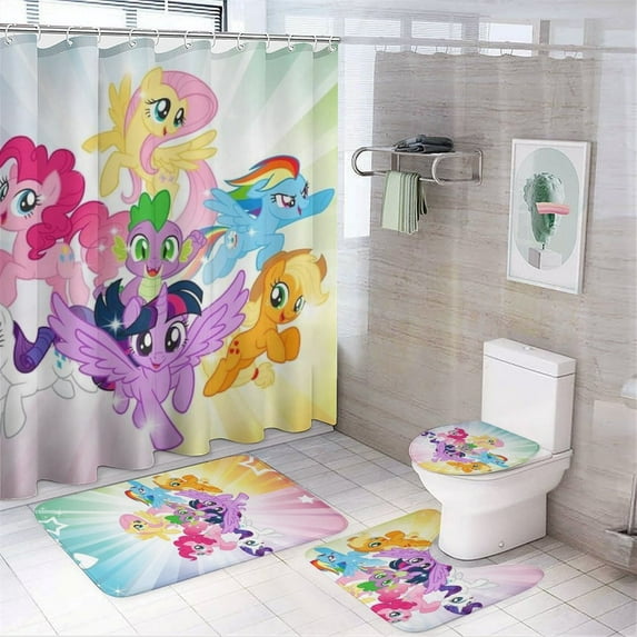 4 Piece Shower Curtain Set with Rugs My Little Pony Shower Curtain ...