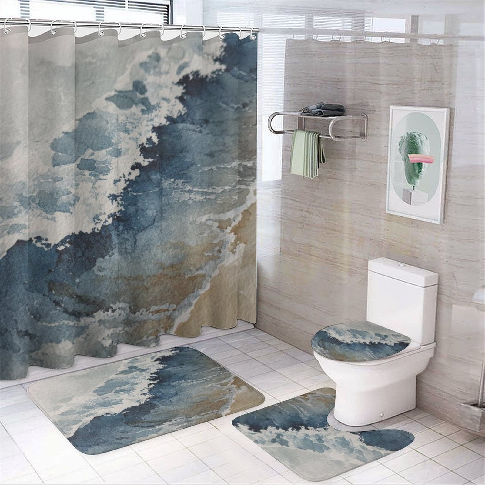 4 Piece Shower Curtain Sets Shower Curtain Set with Shower Curtain And ...
