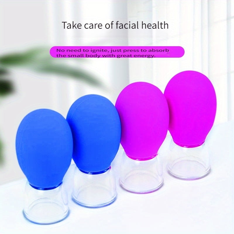4-Piece Silicone Cupping Set for Facial & Body Massage - Vacuum Suction ...