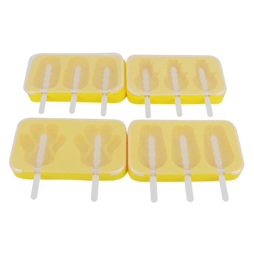 4-Piece Silicone DIY Popsicle Mold Set in Yellow Cat Claw & Snowman ...