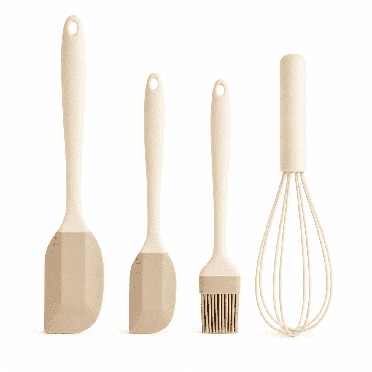 4-Piece Silicone Spatula and Whisk Set, Heat Resistant Non-Stick Rubber ...
