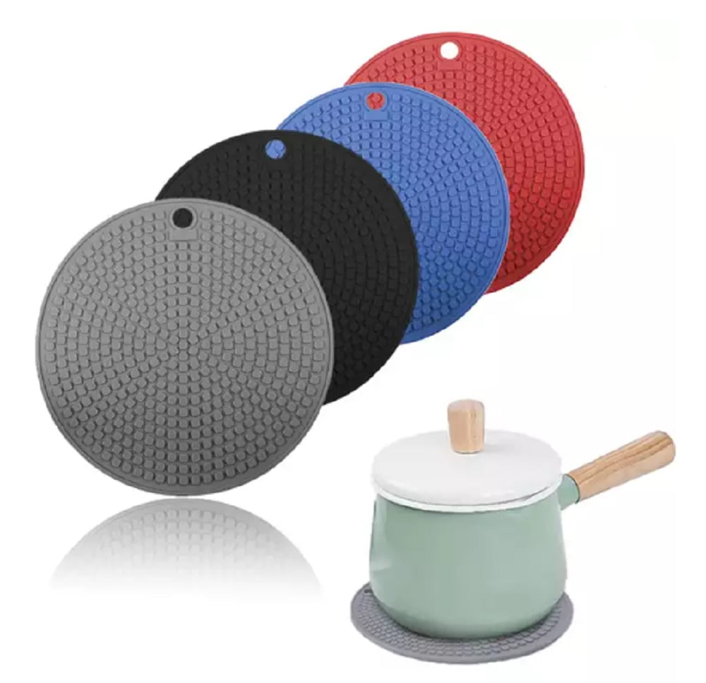 TIKA 4-Piece Cooking Silicone Trivet Mat Set - Heat-Resistant, Non-Slip ...