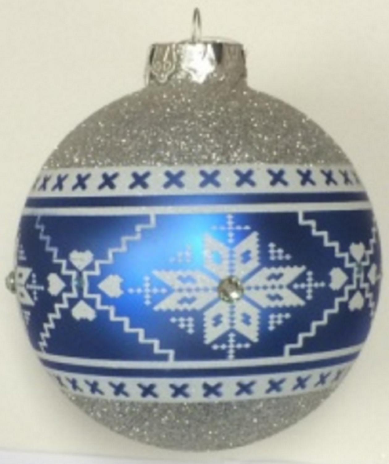 4-Piece Silver Nordic Pattern Glass Ornament Set - Walmart.com