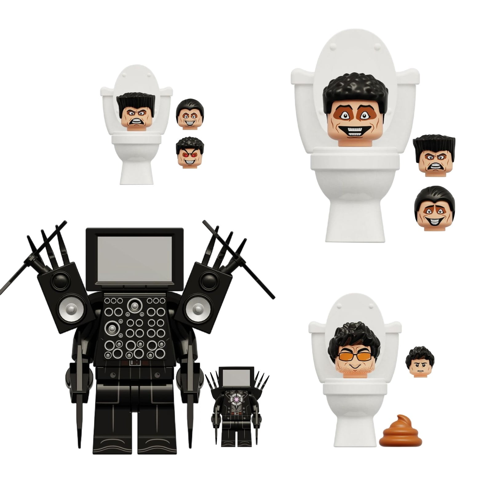 4-Piece Skibidi-Toilet Building Blocks Toy Set – Mini Action Figure Set ...