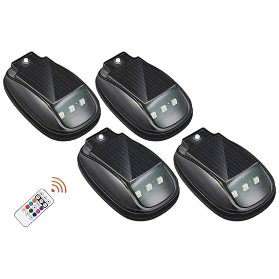 4-Piece Solar-Powered Rgb Led Roof Strobe Lights with Remote Control ...