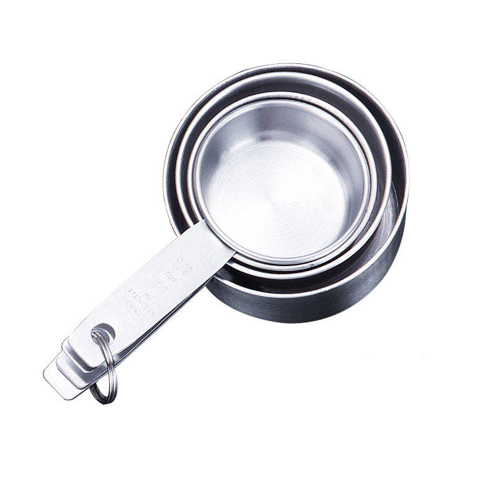 4 Piece Stainless Measuring Cup Set With Storage Ring Silver Dial Gauge ...