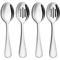4-Piece Stainless Steel Buffet Serving Spoons Set, Include 2 Serving Spoons and 2 Slotted Spoons ...