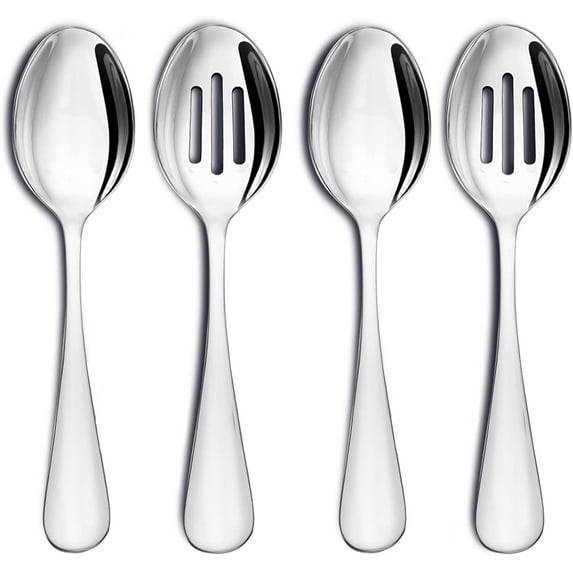 4-Piece Stainless Steel Buffet Serving Spoons Set, Include 2 Serving ...