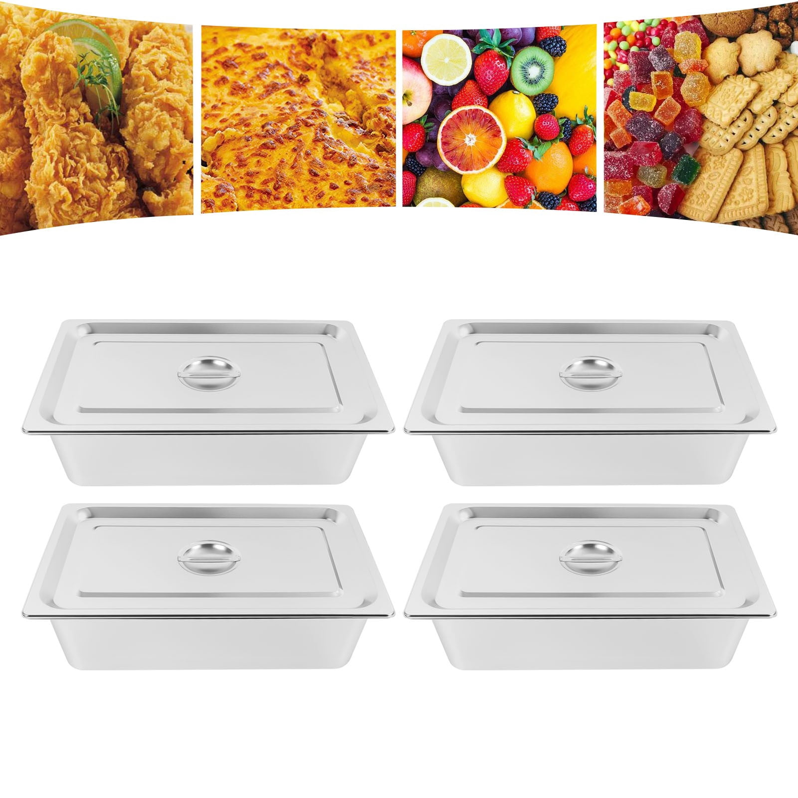 4-Piece Stainless Steel Hotel Pans, Heat Resistant for Home Cooking ...