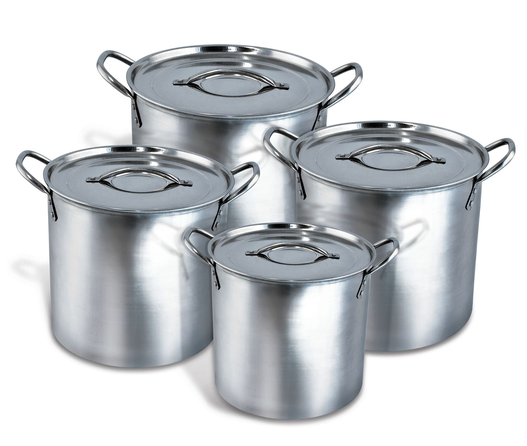4 Piece Stainless Steel Stock Pot Set with Lids, Lightweight, Durable ...