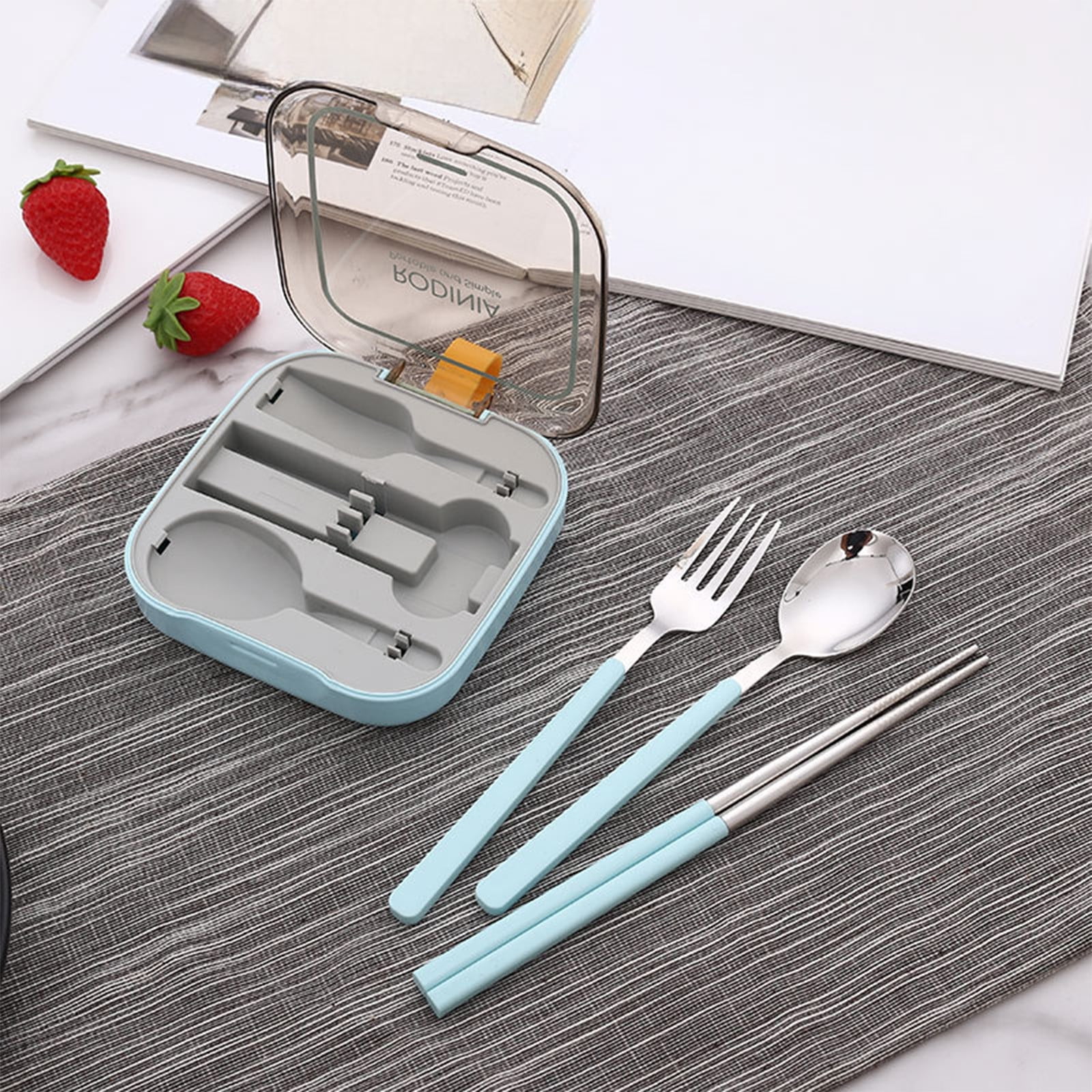 4-Piece Stainless Steel Utensil Set with Detachable Handle, Travel ...