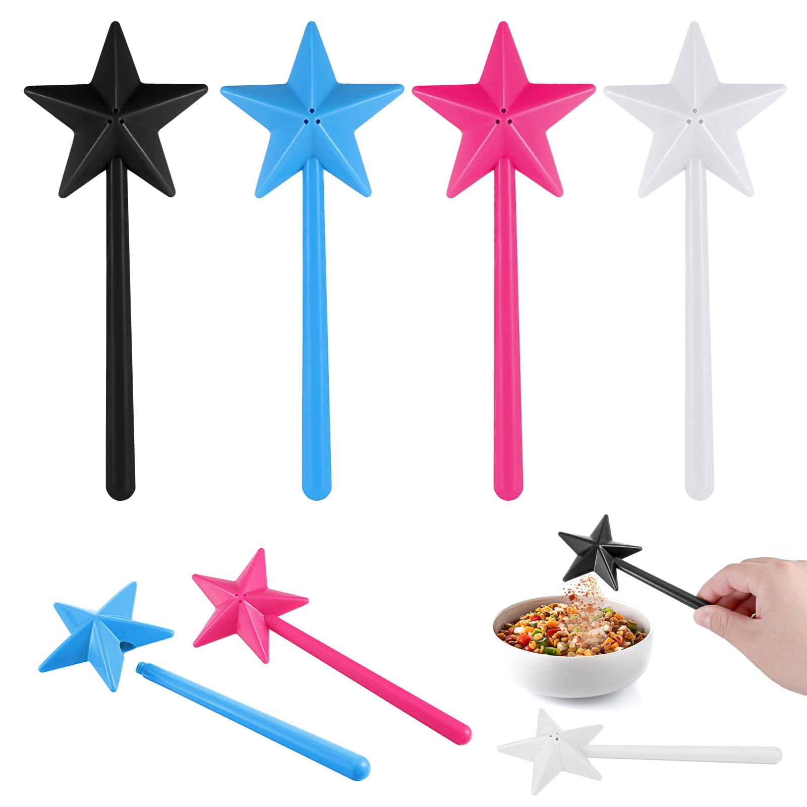 4 Piece Star Salt and Pepper Shaker, 3 Hole Magic Salt and Pepper ...