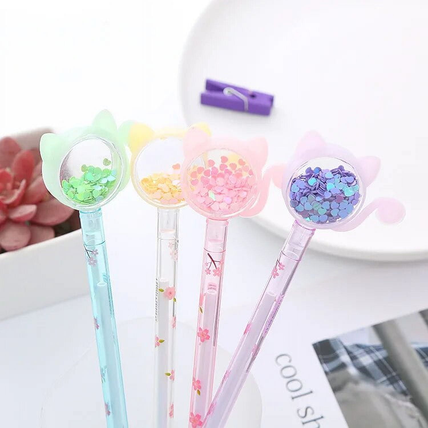 4 Piece Stationery Pens Novel Creative Kawaii Cat Glitter Recreation ...