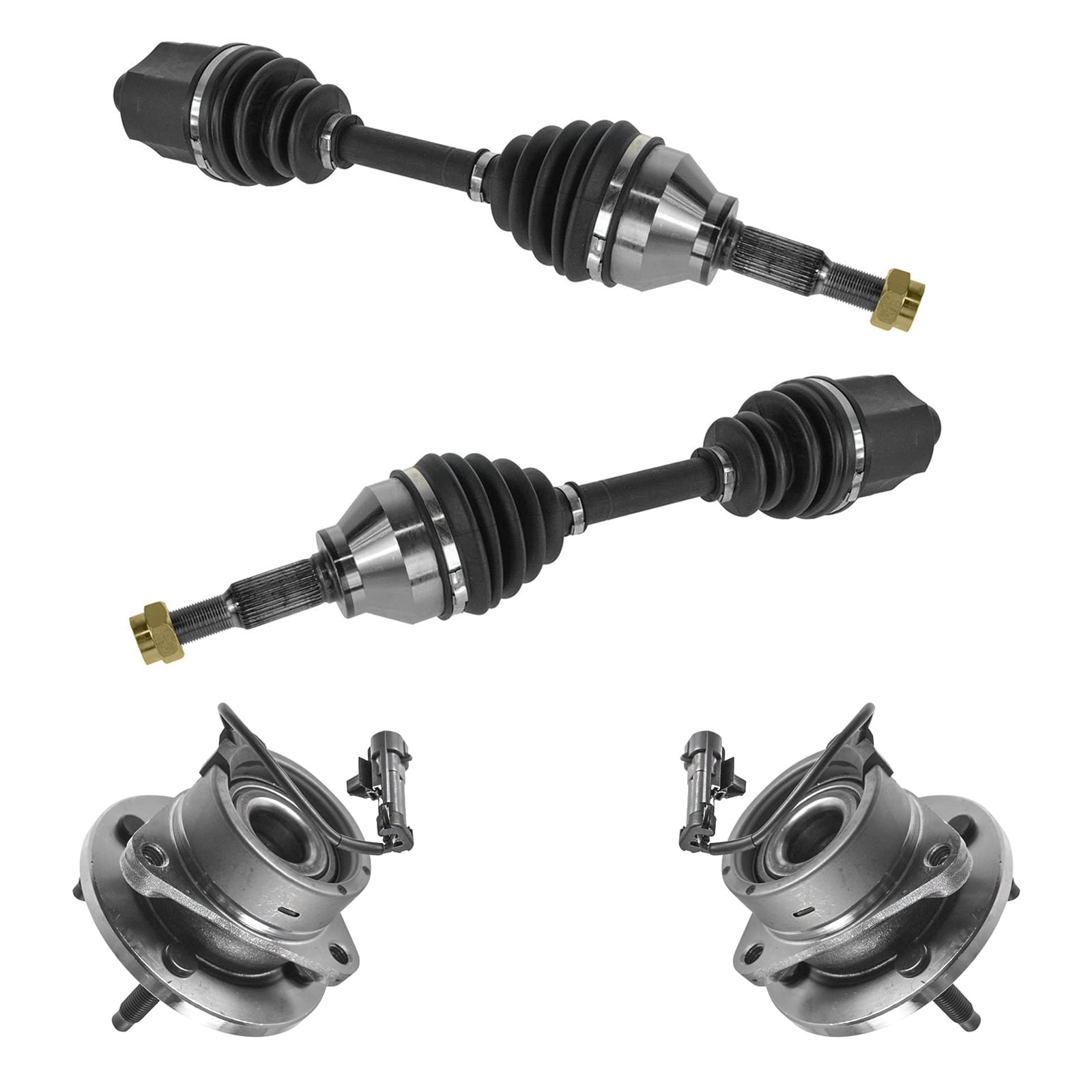 4 Piece Steering Kit Wheel Hub & Bearings w/CV Axle Assemblies for ...