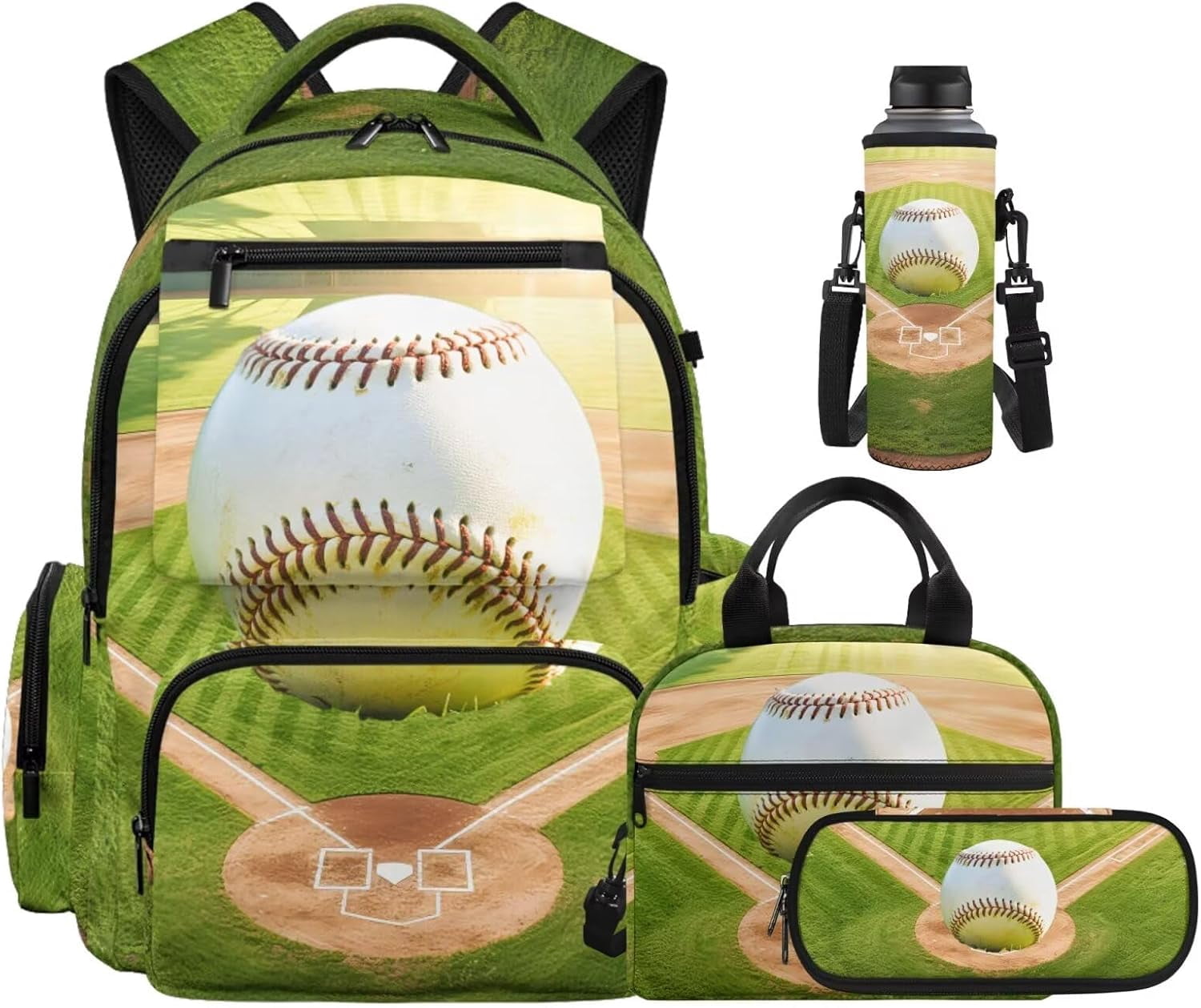 4-Piece Street Art Backpack Bundle - 17" Large Capacity Backpack with ...