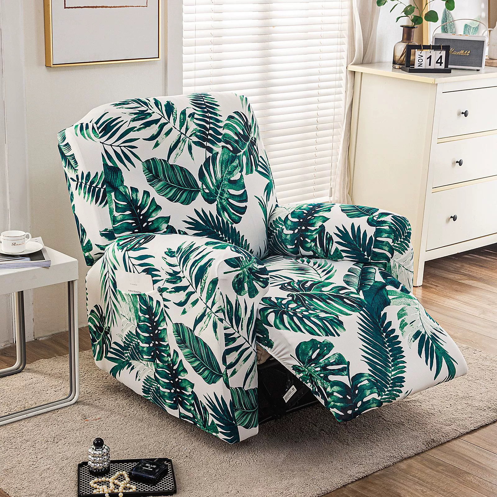4-Piece Stretch Recliner Slipcovers - Non-Slip Furniture Protector w ...