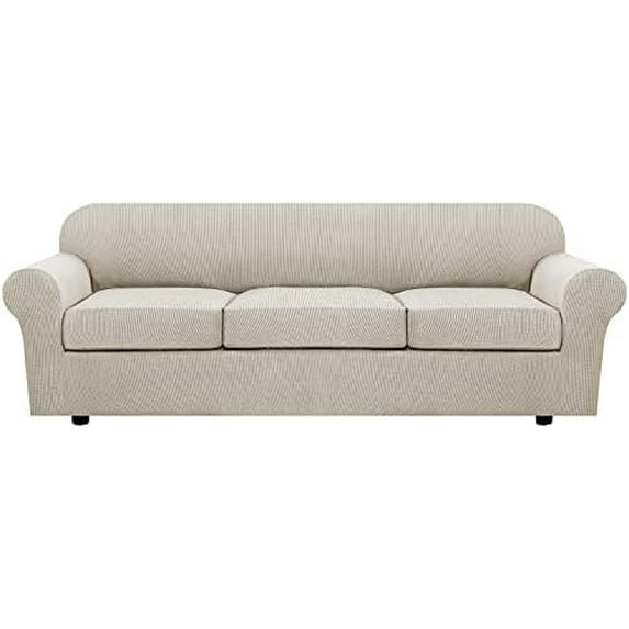 4 Piece Stretch Sofa Covers for 3 Cushion Couch Covers for Living Room ...