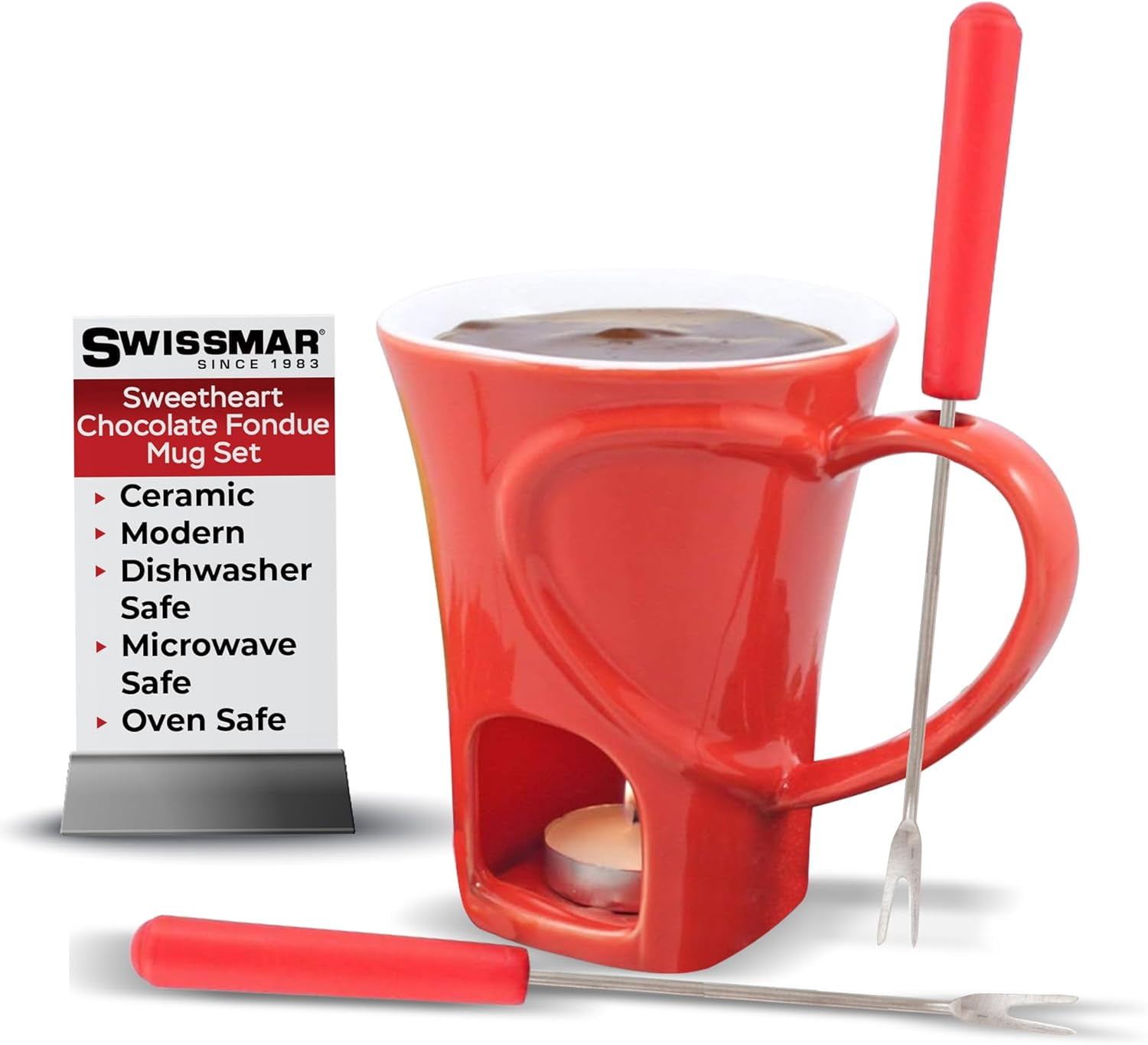 4-Piece Sweetheart Chocolate Fondue Mug Set – Mini Fondue Set for ...