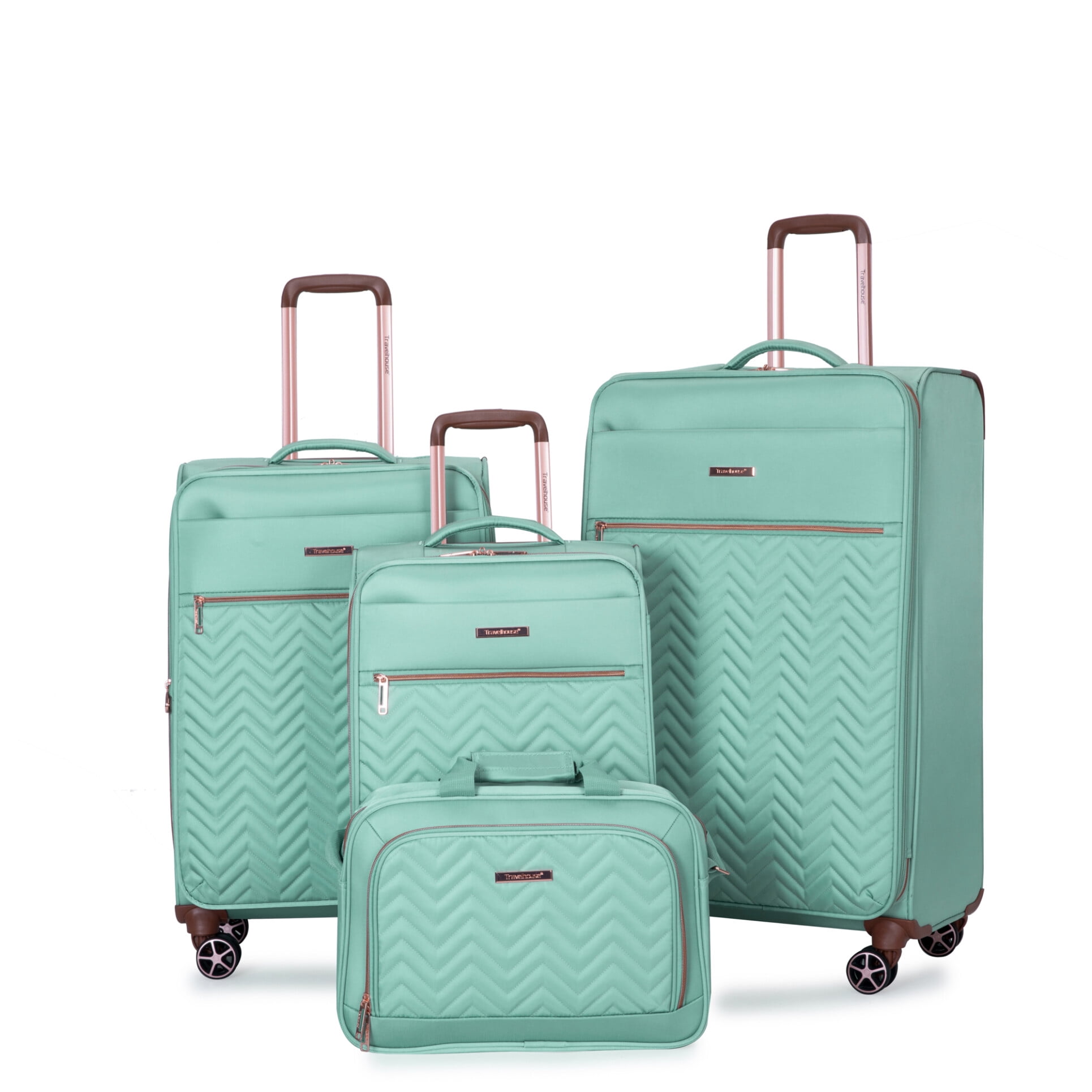 4-Piece Terylene Durable Softshell Luggage Set with 360° Spinner Wheels ...