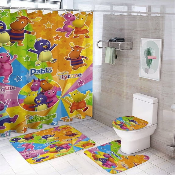 4 Piece The Backyar-Diga Shower Curtain Sets with Rugs, Toilet Lid ...
