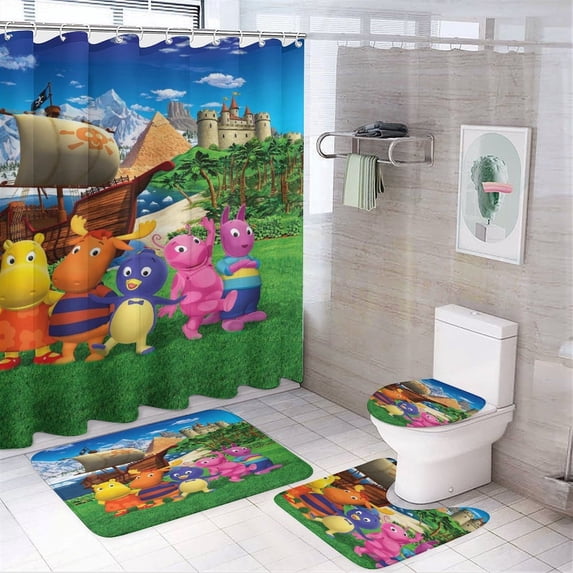 4 Piece The Backyar-Diga Shower Curtain Sets with Rugs, Toilet Lid ...