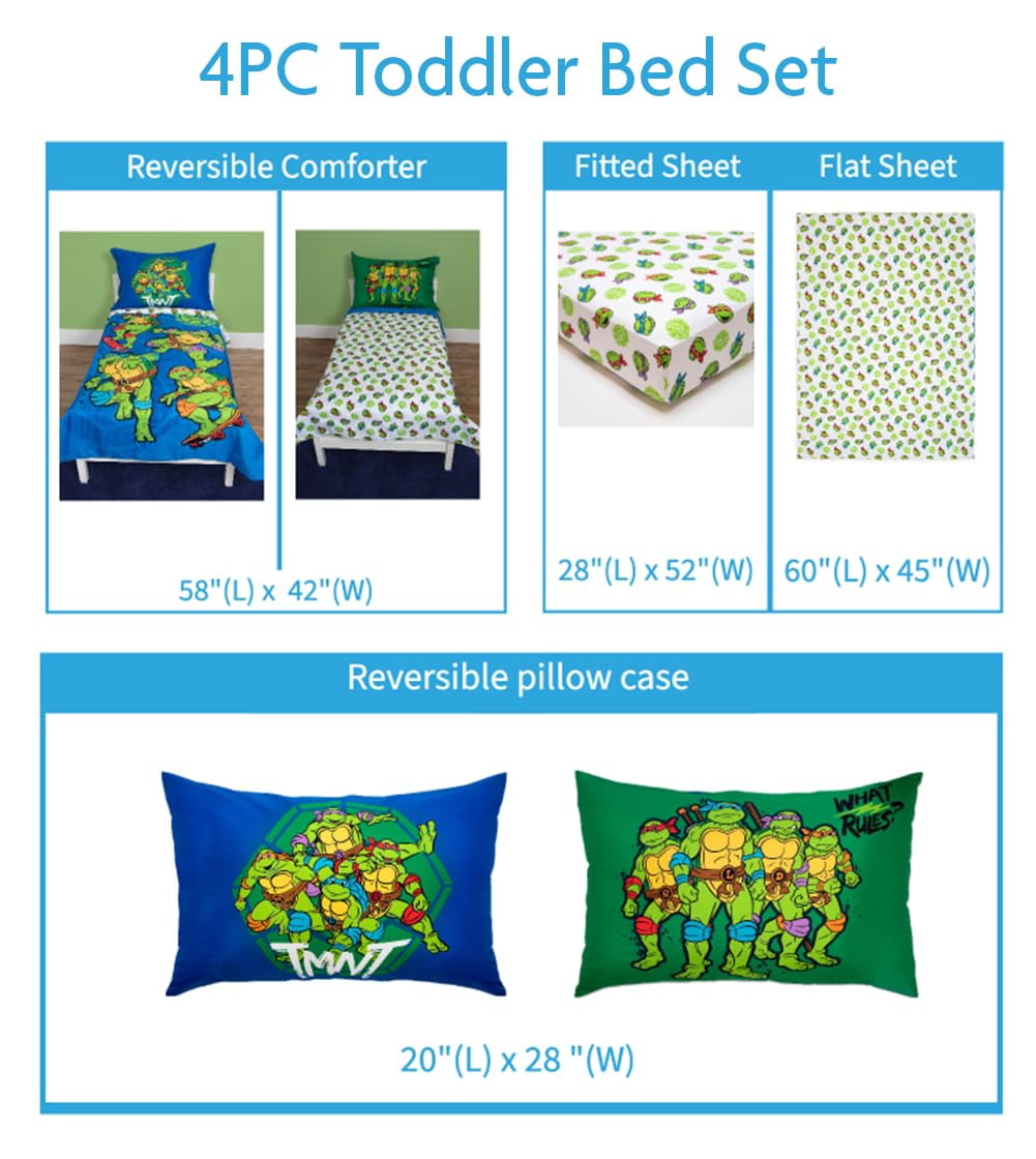 4 Piece Toddler Bedding Set – Includes Comforter, Sheet Set – Fitted ...