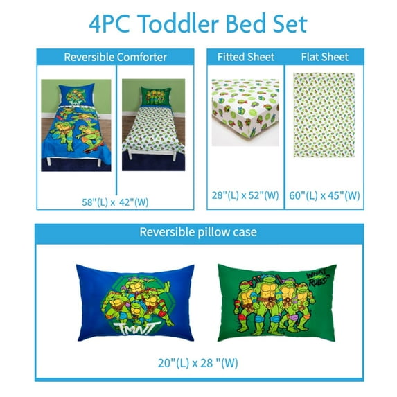 4 Piece Toddler Bedding Set – Includes Comforter, Sheet Set – Fitted ...
